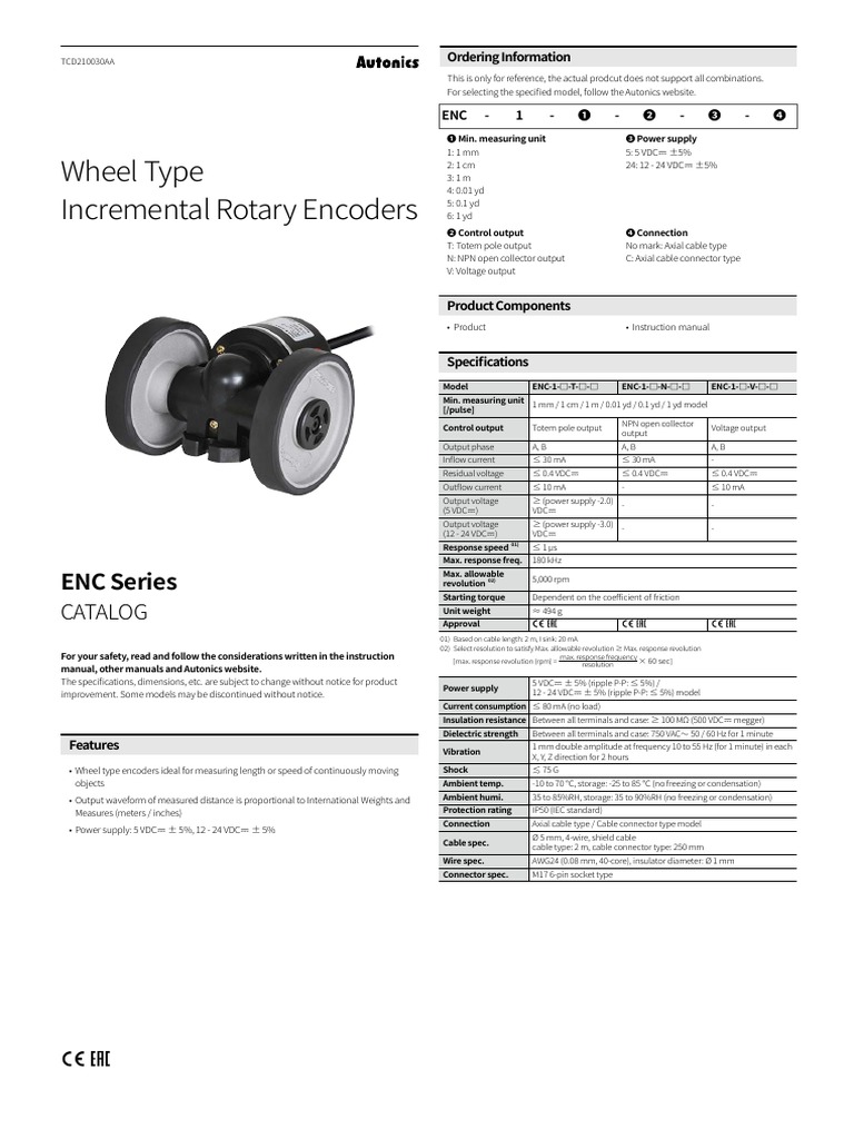 Wheel Type Incremental Rotary Encoders: ENC Series | PDF | Electrical ...