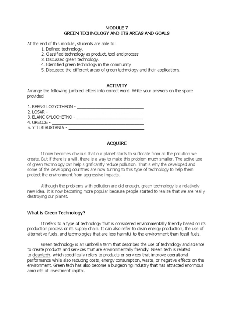 MODULAR COPY ONLY GTE Module 7 | PDF | Environmental Technology ...