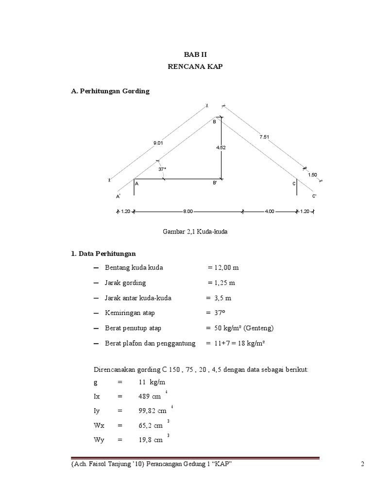 Oke - Bab Ii - Gording, Trekstang, Ikatan Angin | PDF