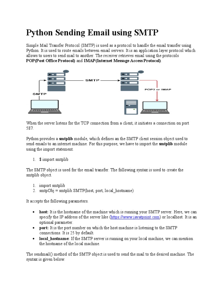 Python Sending Email Using SMTP | PDF | Port (Computer Networking) | Computer Data
