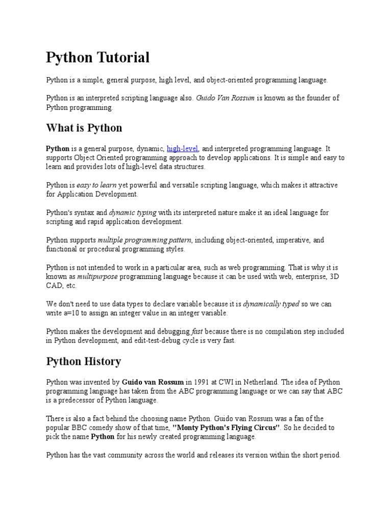 Python Tutorial | PDF | Python (Programming Language) | Variable (Computer Science)