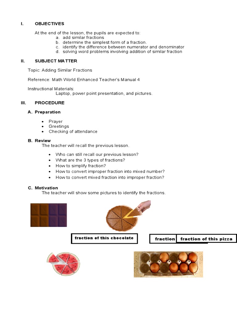 Semi Detailed Lesson Plan in Math 4 | PDF | Behavior Modification ...