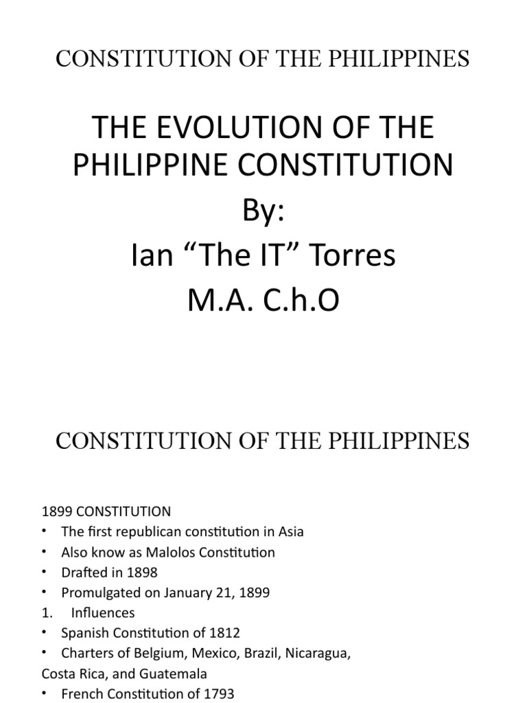 The Evolution of The Philippine Constitution By: Ian "The IT" Torres M ...