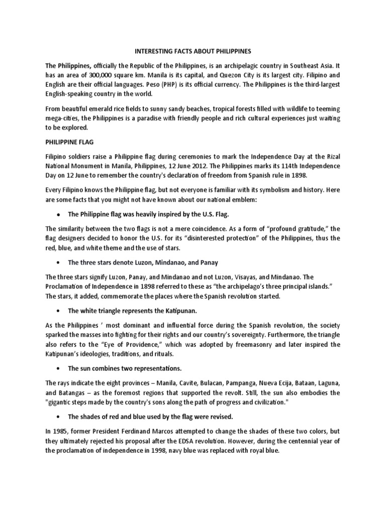 Fascinating Facts About the Philippines | PDF | Tagalog Language ...
