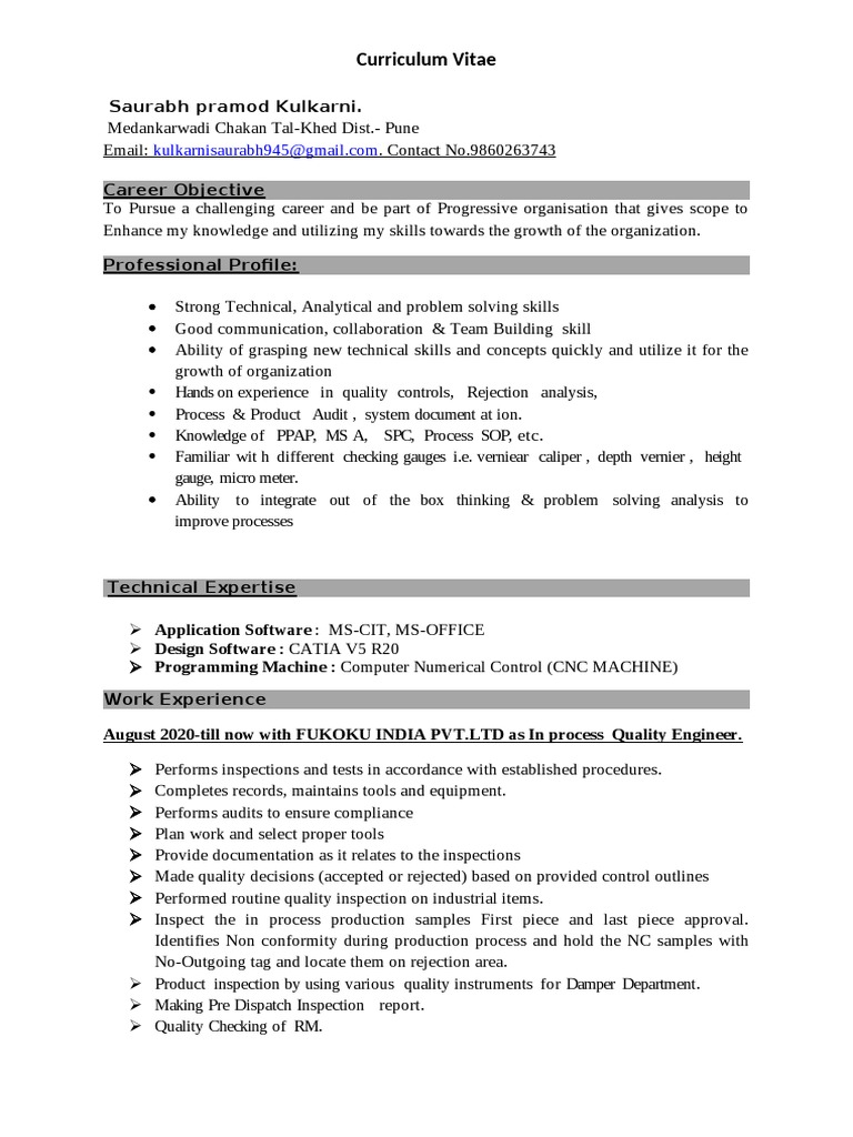 Saurabh CV | PDF | Audit | Business Process