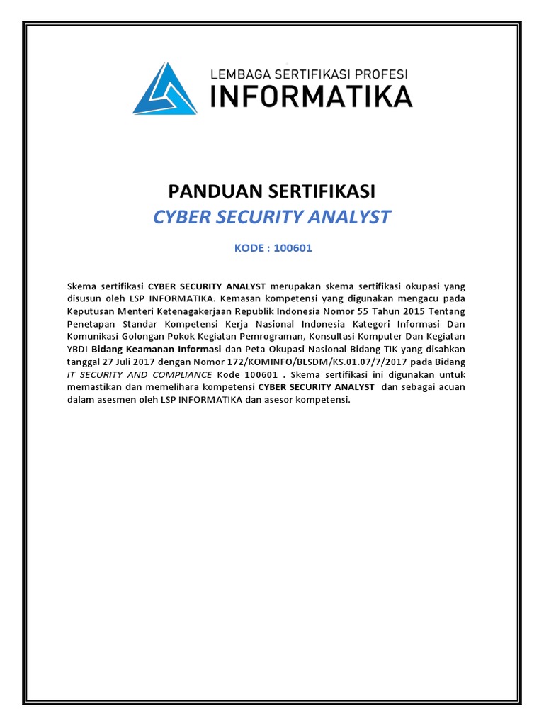 Panduan Sertifikasi Cyber Security Analyst | PDF