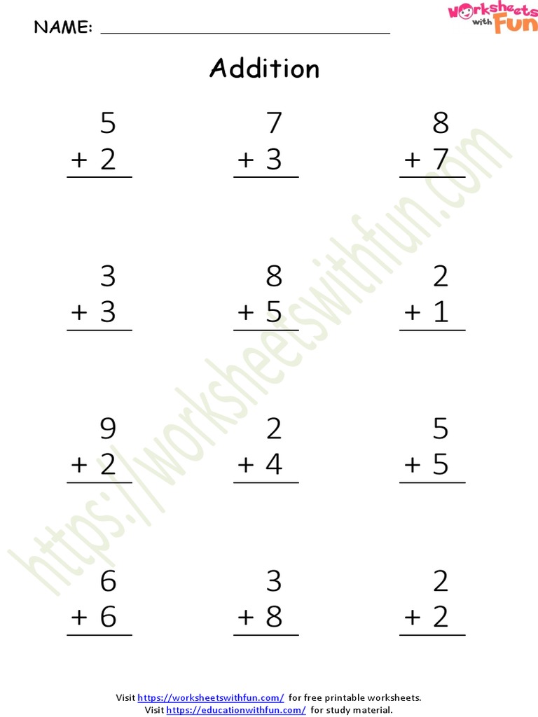 Addition Worksheet 1 | PDF