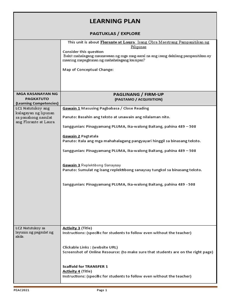 LEARNING PLAN - Template | PDF | Rubric (Academic) | World Wide Web