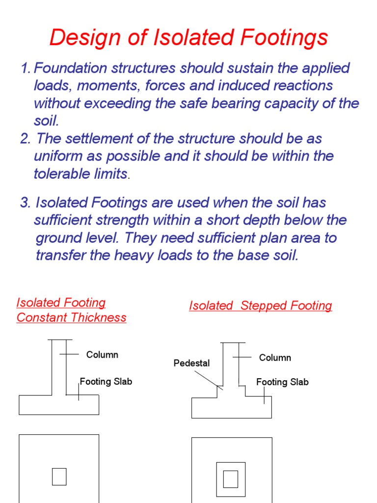 Design of Isolated Footings | PDF | Column | Continuum Mechanics