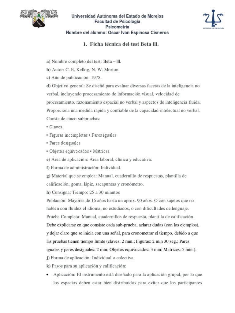 Beta-III: Prueba de inteligencia no verbal | PDF | Inteligencia ...