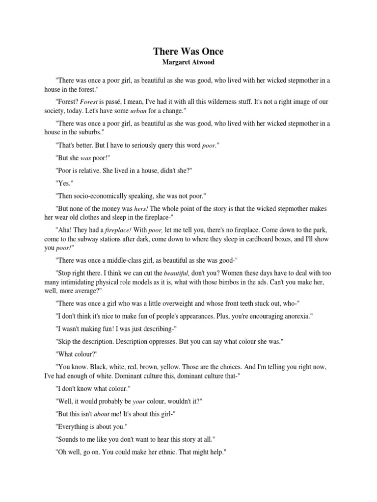 Atwood's "There Was Once" Analysis | PDF