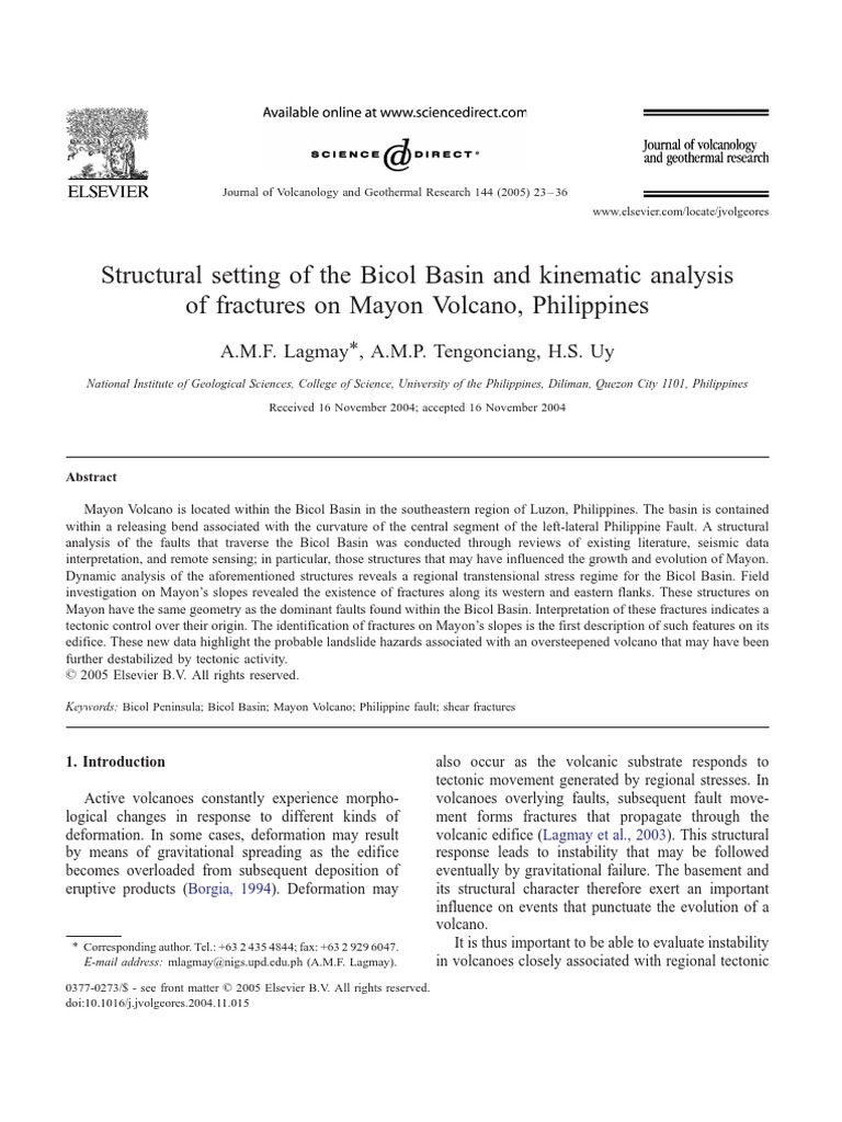 Structural Setting of The Bicol Basin and Kinematic Analysis of ...