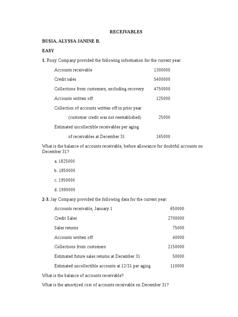 Receivables Problems | PDF | Bad Debt | Debits And Credits