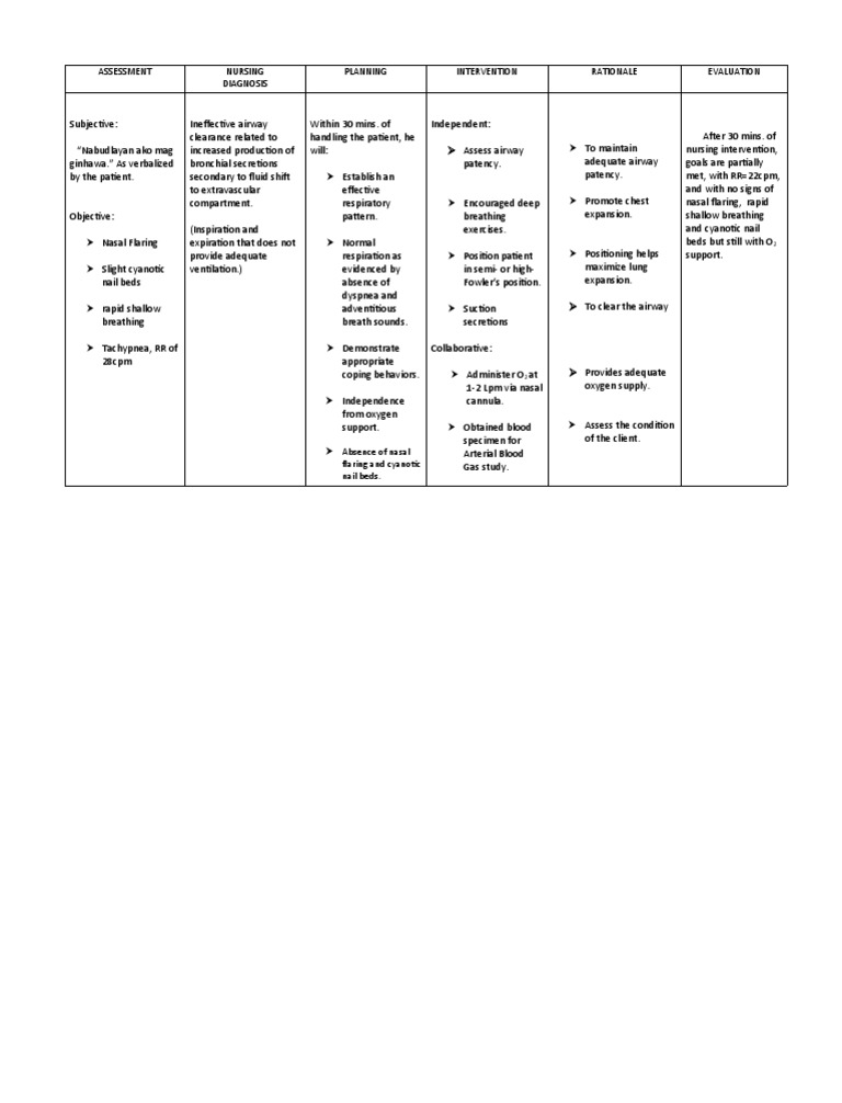 NCP Dob | PDF | Breathing | Respiratory Tract