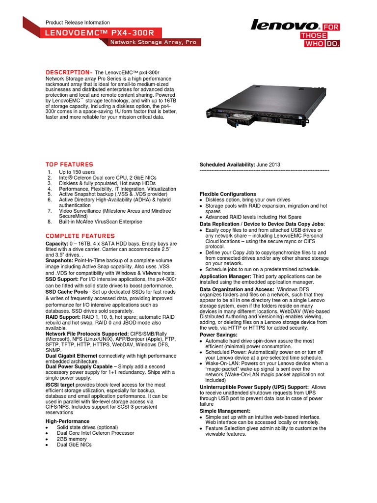 Lenovo EMC Px4-300r Pro | PDF | Backup | Cloud Computing