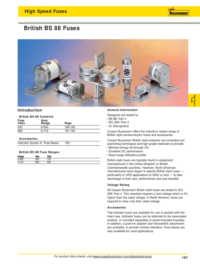 British BS 88 Fuses | PDF | Fuse (Electrical) | Mains Electricity