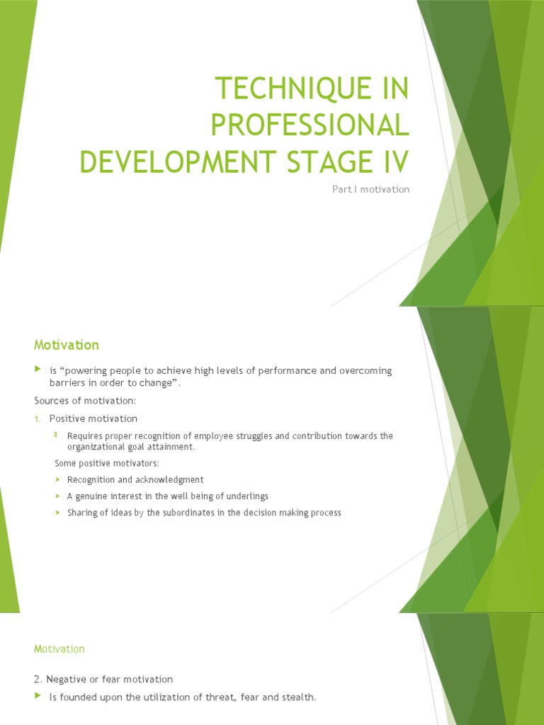 Techniques in Professional Development | PDF | Motivation | Motivational