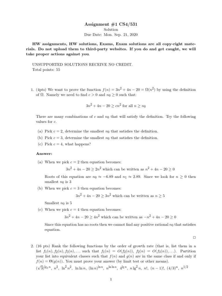 Hw1-Sol CSE 531 | PDF | Mathematical Analysis | Mathematics