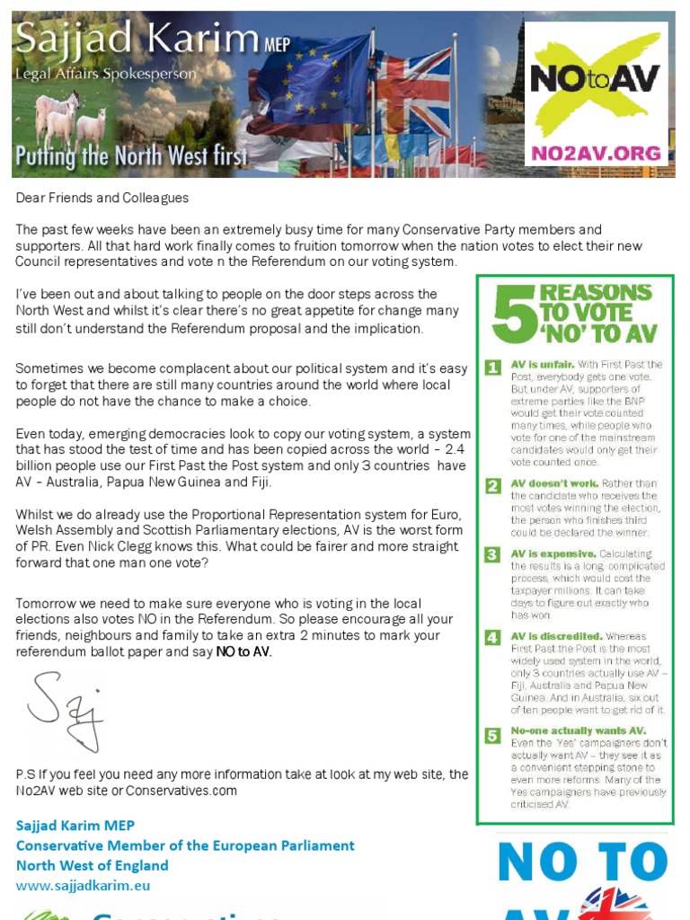Vote No to AV in Local Elections | PDF | Politics | Social Science