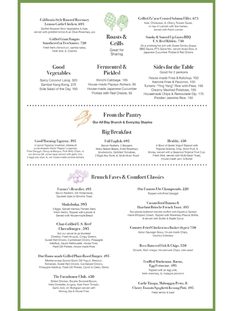 Farmers Table Menu | PDF
