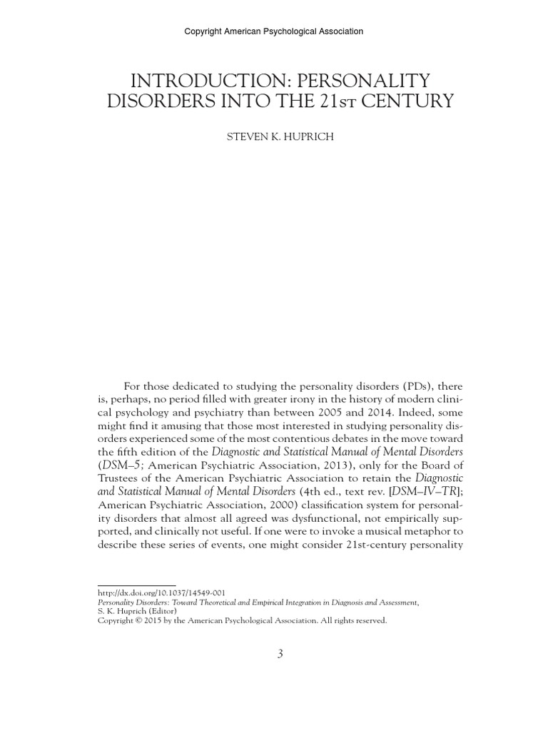 Personality Disorder Intro Sample | PDF | Personality Disorder ...