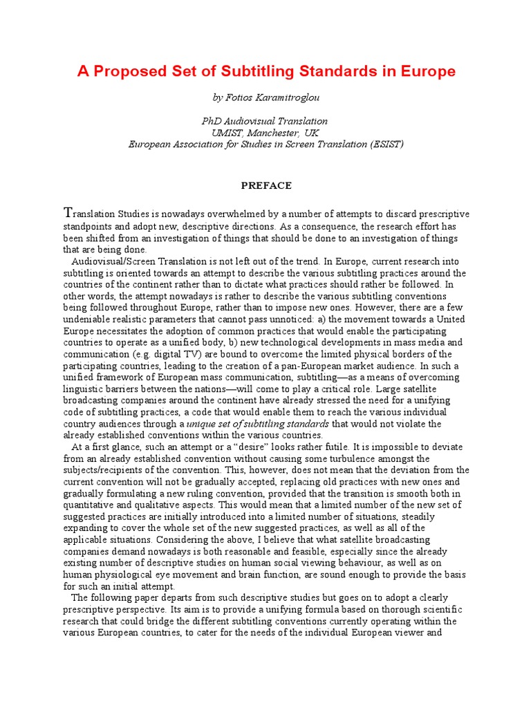European Subtitling Standards Guide | PDF | Typefaces | Bracket