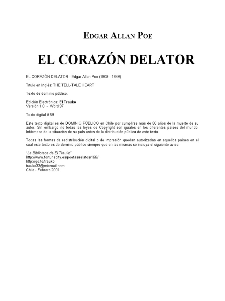 El Corazón Delator | Edgar Allan Poe