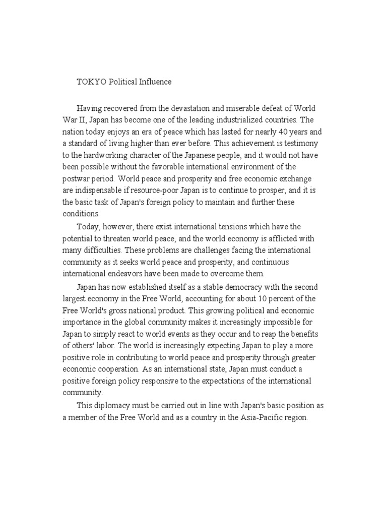 Japan's Role in Global Diplomacy | PDF