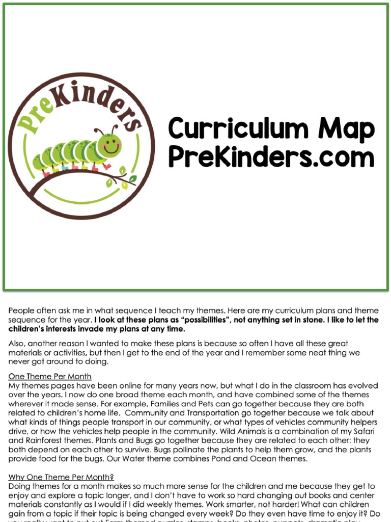 Preschool Curriculum Map Pre K | PDF