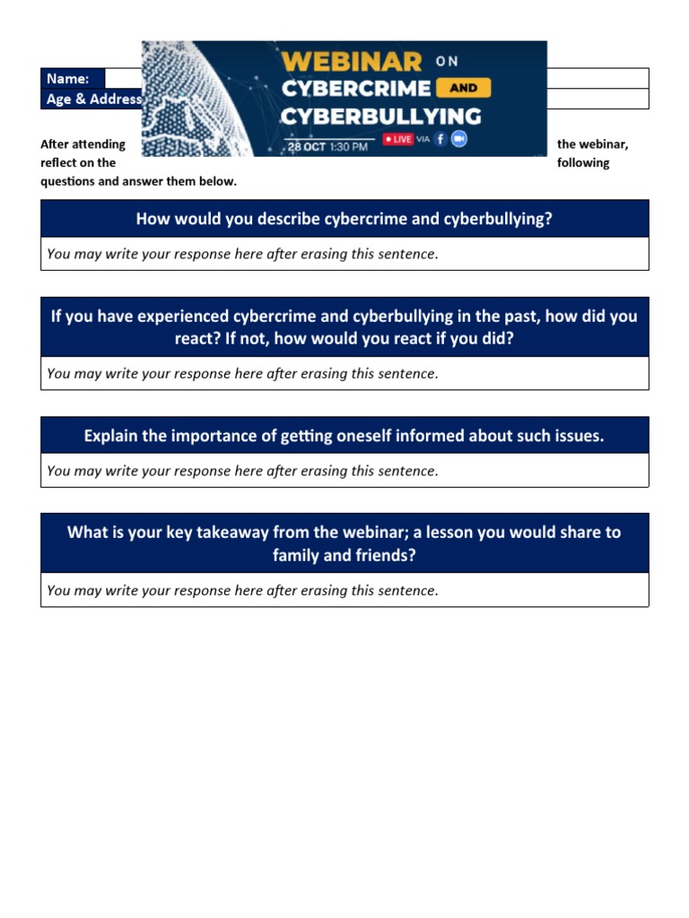 Cybercrime Webinar Reflection | PDF | Career & Growth | Games & Activities