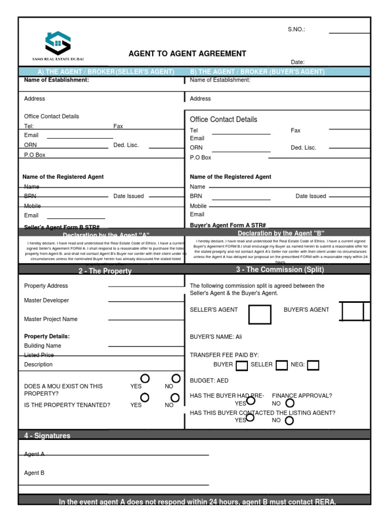 Agent - Agent Form Blank | PDF | Real Estate Broker | Real Estate