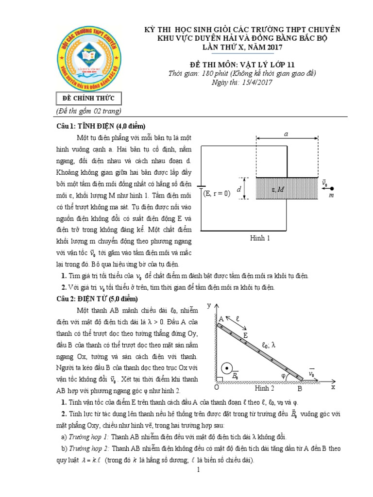 ĐỀ VẬT LÝ 11 DHBB 2017 CHÍNH THỨC | PDF