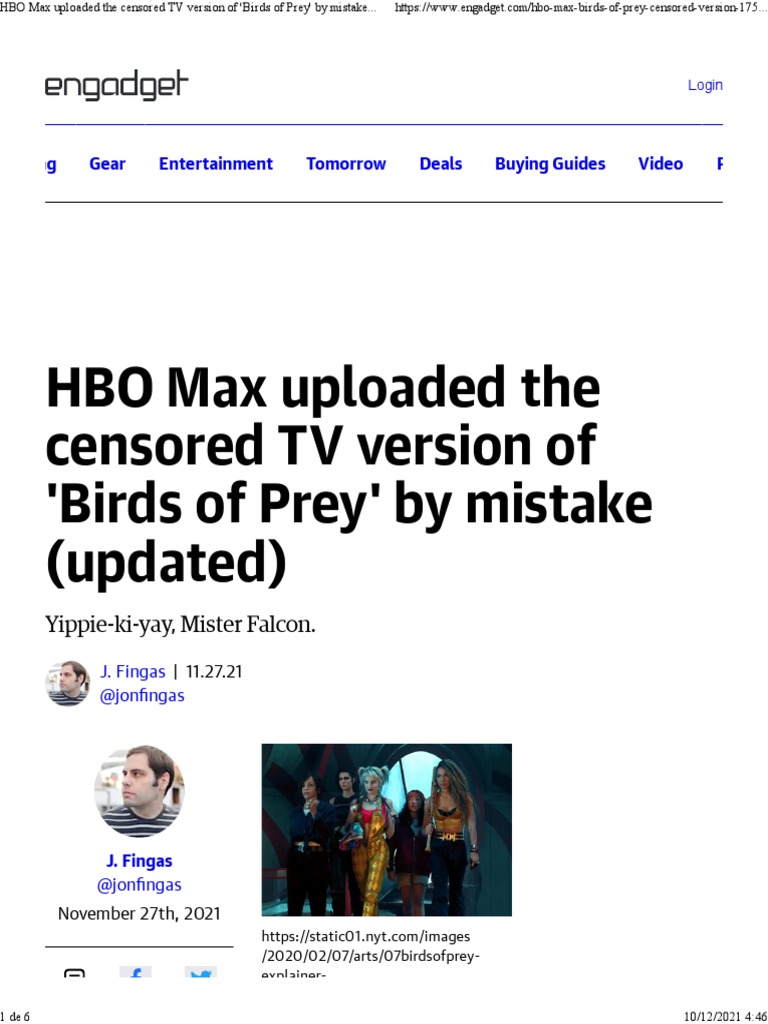 HBO Max Uploaded The Censored TV Version of 'Birds of Prey' by Mistake ...