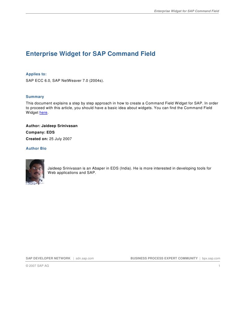 Creating A Command Field Widget For SAP | PDF | Widget (Gui) | Sap Se