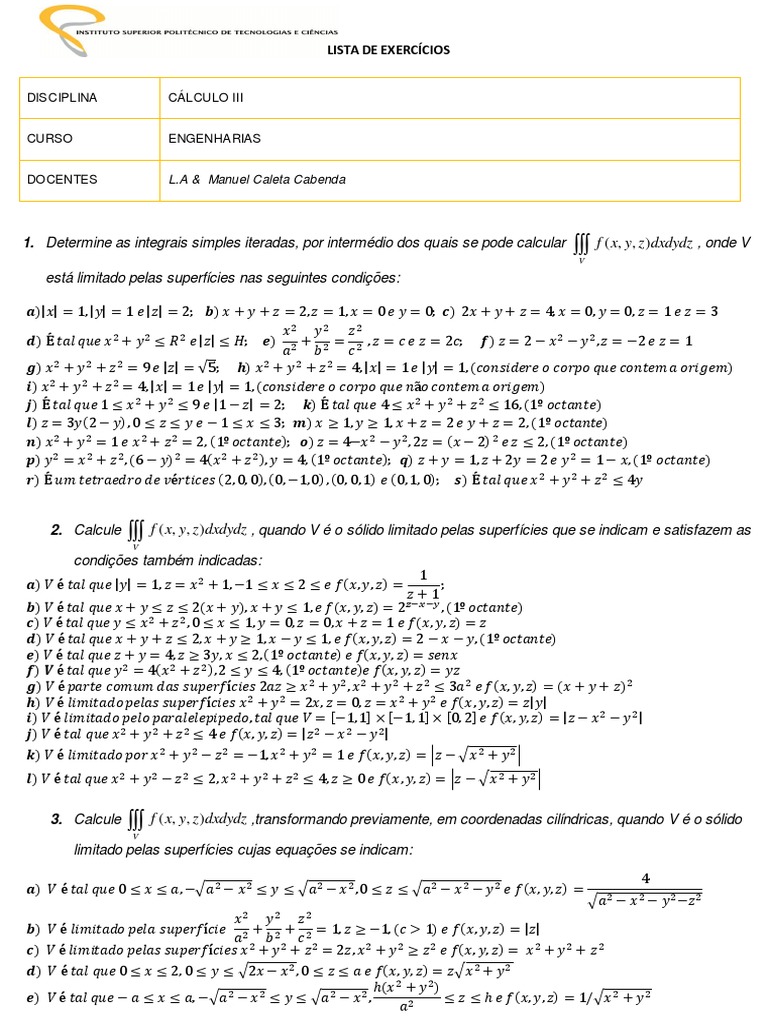 Integrais Triplas | PDF | Integrante | Matemática