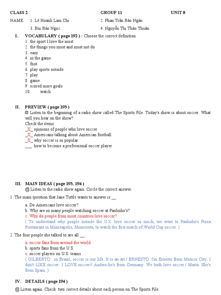 Class 2 Group 11 Unit 8 | PDF | Association Football
