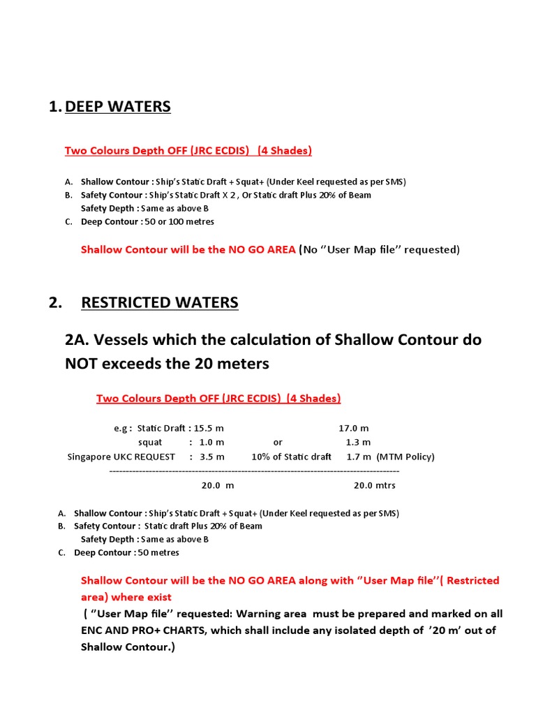 Ecdis SAFETY CONTOURS SETTING | PDF | Contour Line | Water Transport