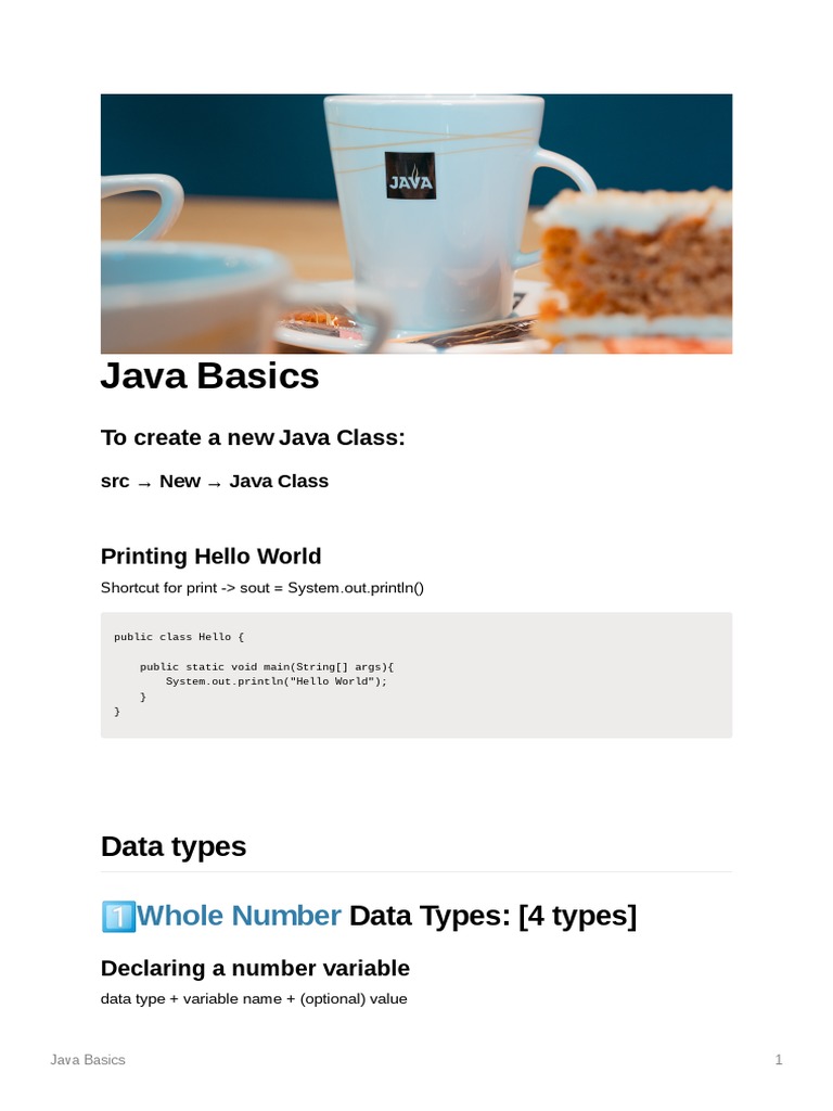 Java Basics: Data Types Data Types: (4 Types) | PDF | Data Type ...