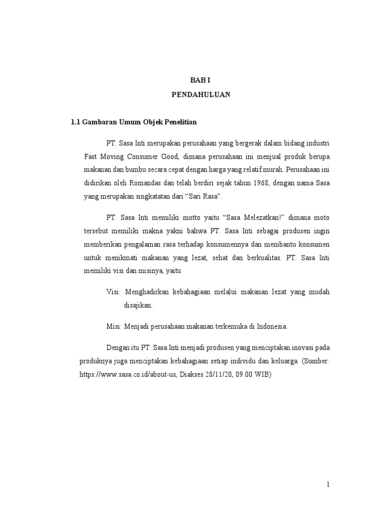 Gambaran Umum PT Sasa Inti | PDF