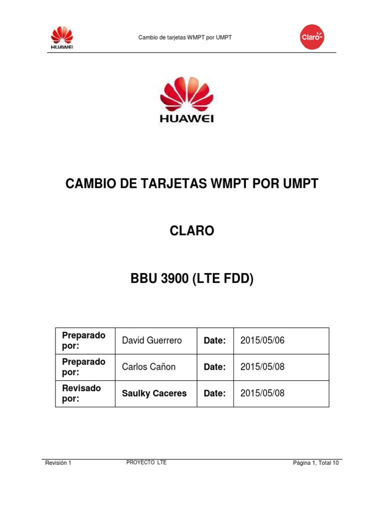 Cambio de WMPT a UMPT en BBU 3900 | PDF | Protocolo de transferencia de ...