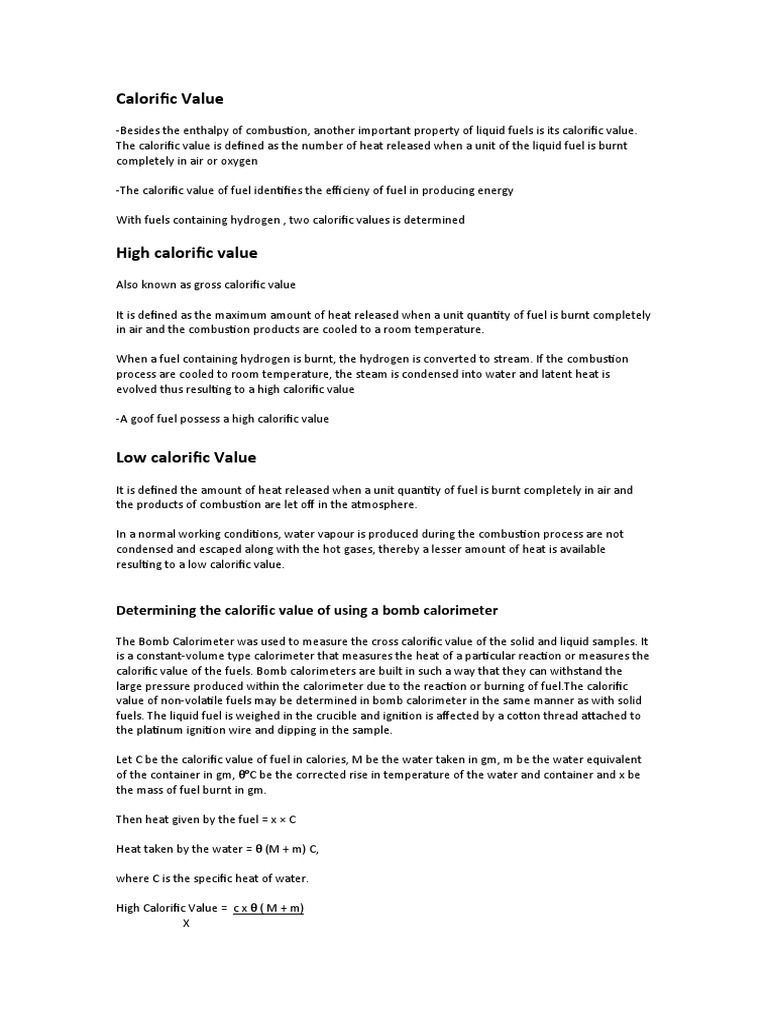 Calorific Value: Determining The Calorific Value of Using A Bomb ...