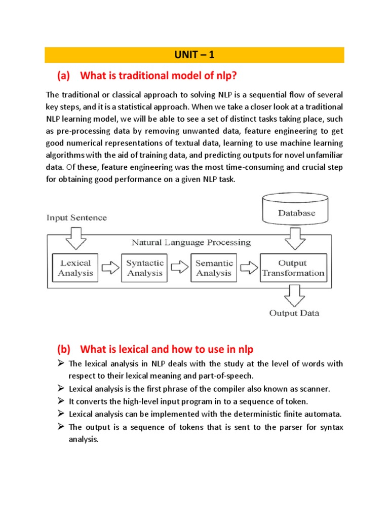 (A) What Is Traditional Model of NLP?: Unit - 1 | PDF | Lexicon | Word