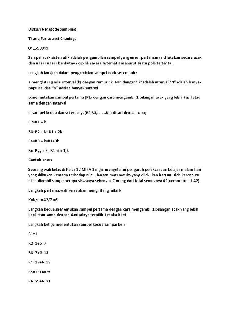 Metode Sampling Acak Sistematik | PDF | Metode & Bahan Ajar
