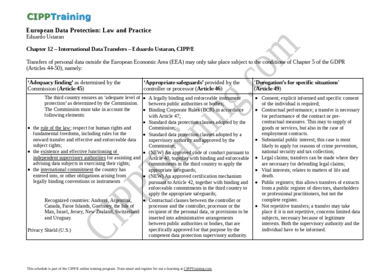 CIPPE Online Training Course - International Data Transfers - Chapter 12 | PDF | Crime ...