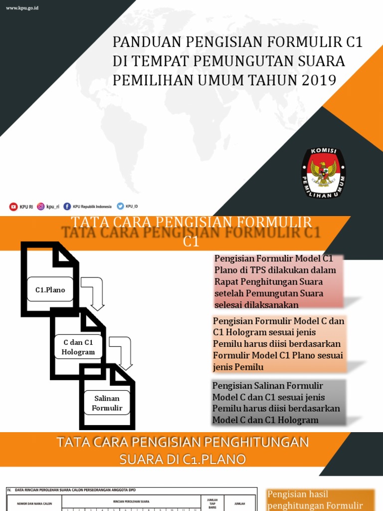 PANDUAN PENGISIAN FORMULIR C1 DI TEMPAT PEMUNGUTAN SUARA PEMILIHAN UMUM ...