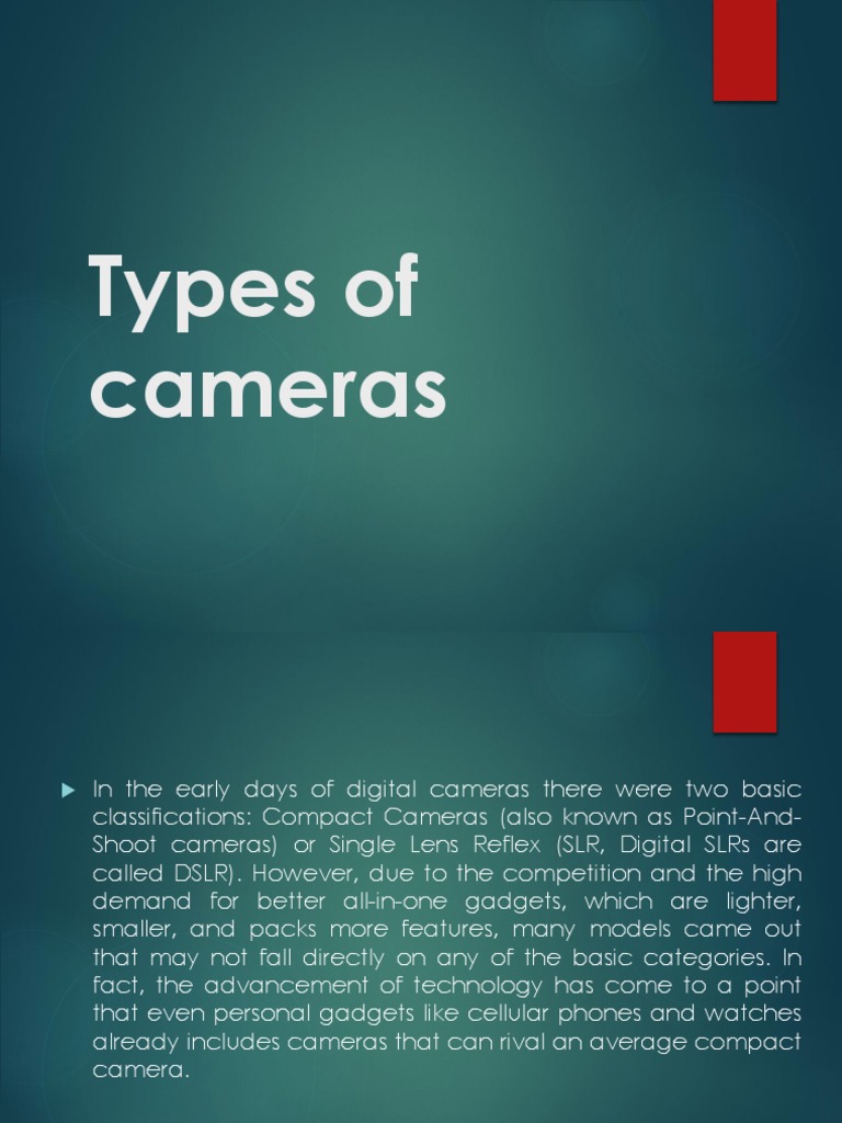 Camera Types | Download Free PDF | Camera | Digital Single Lens Reflex ...