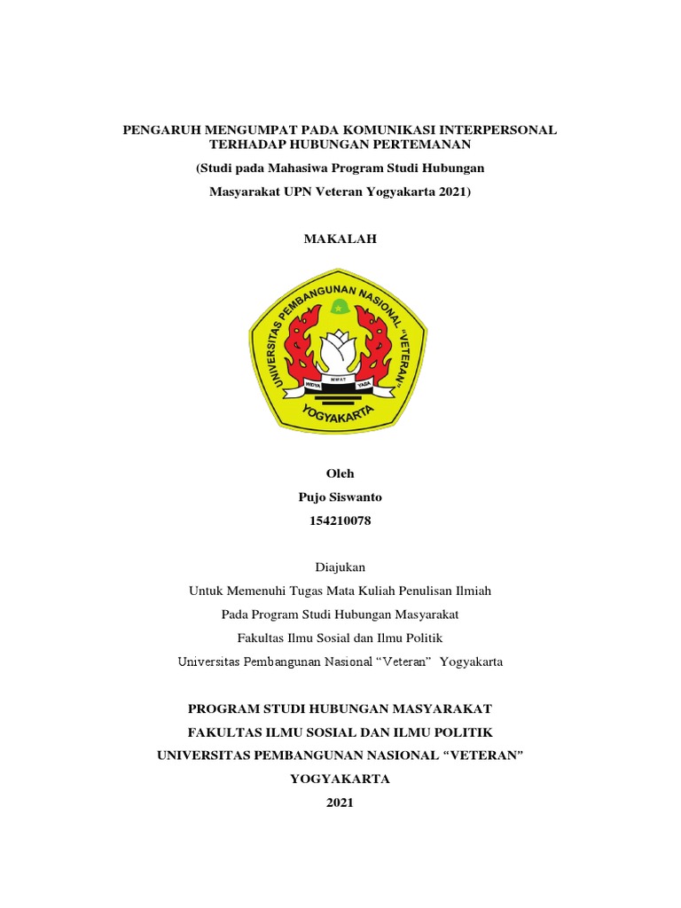 Dampak Mengumpat Pada Komunikasi Interpersonal | PDF | Pengembangan ...