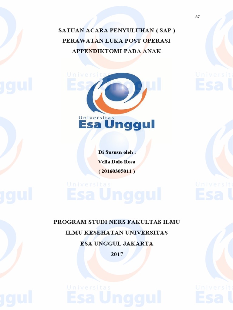 PERAWATAN LUKA POST OPERASI APENDIKTOMI PADA ANAK | PDF