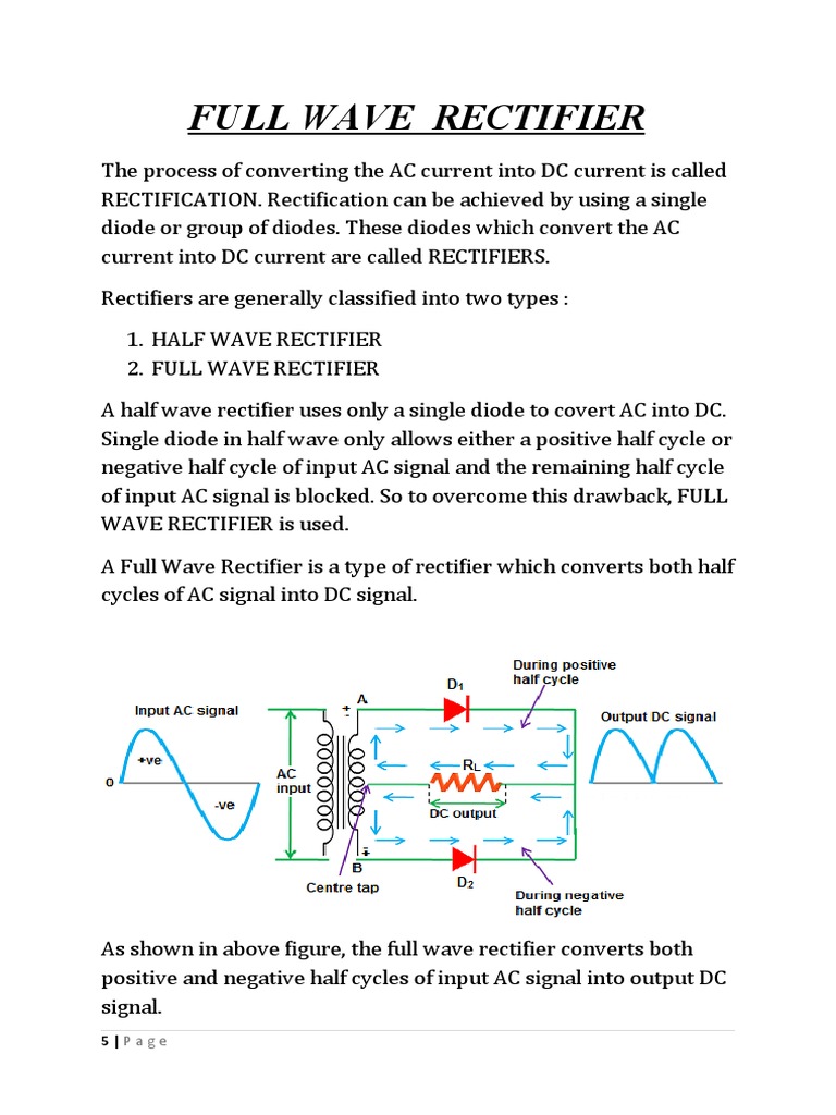 Full Wave Rectifier | PDF | Rectifier | Direct Current
