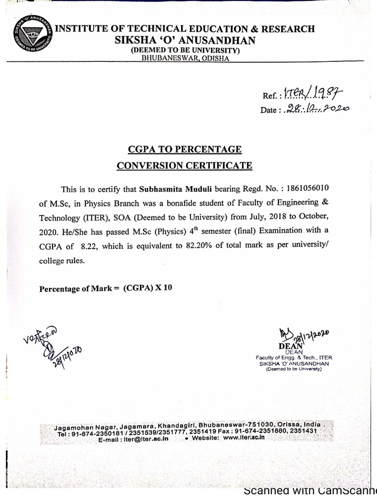 Post Graduation Conversion Certificate | PDF